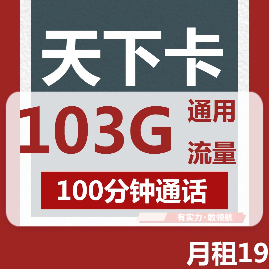 联通天下卡19元月包103G通用流量+100分钟通话 - 选卡网